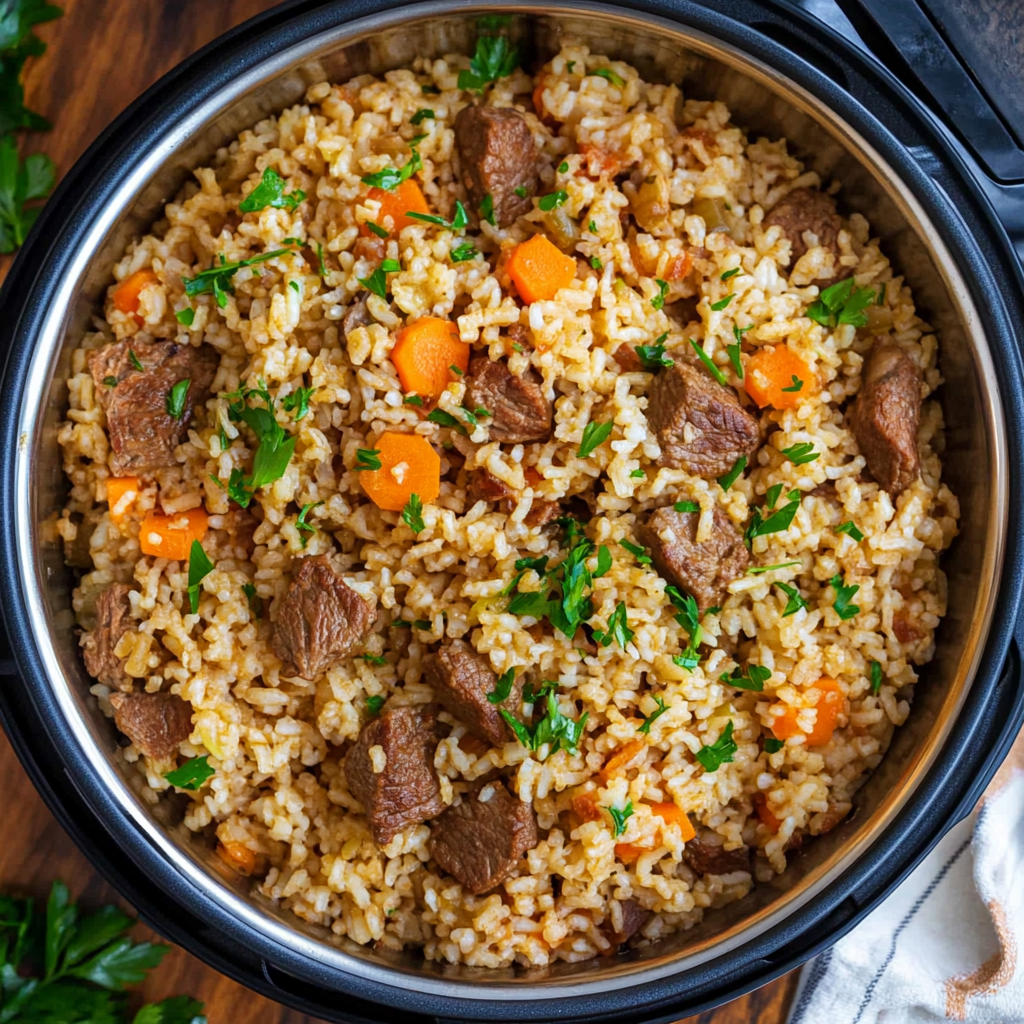 Instant Pot Beef Plov (Rice Pilaf)