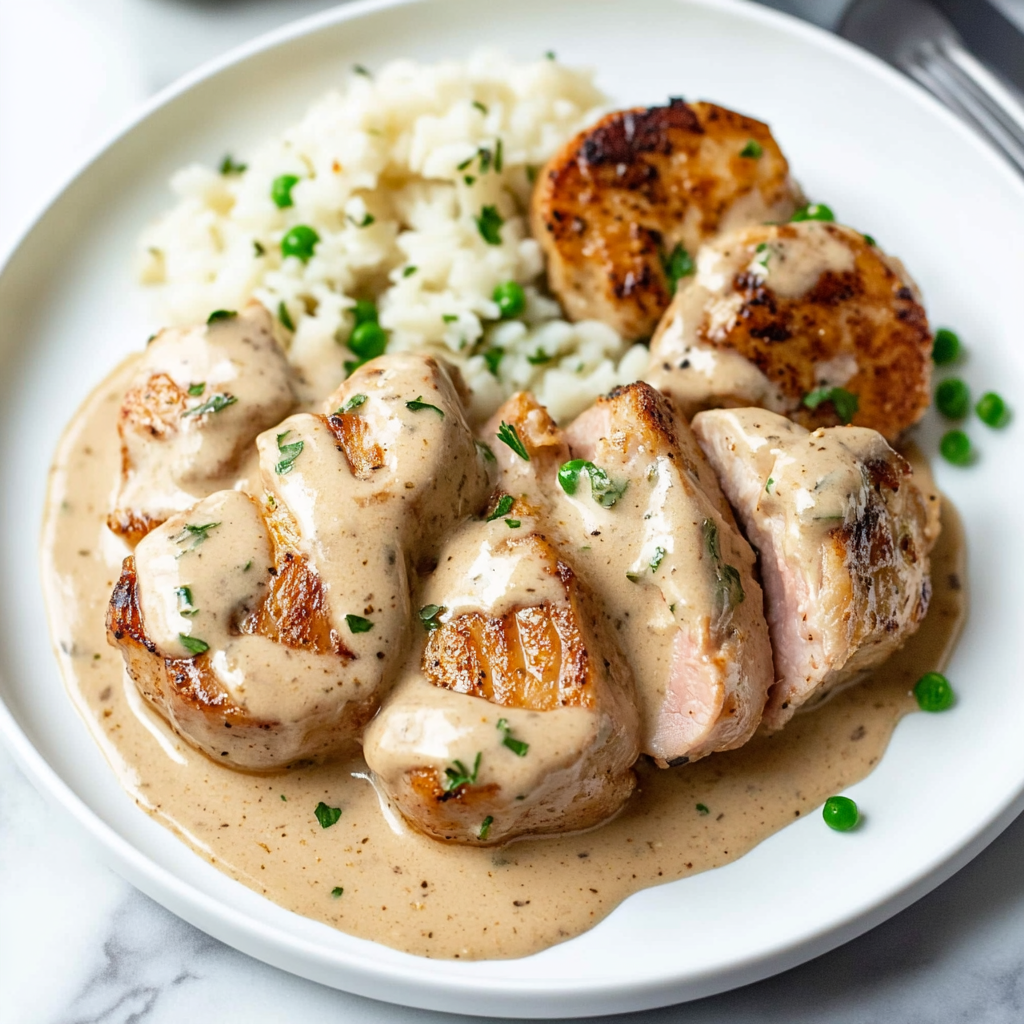 Creamy Garlic Pork Tenderloin