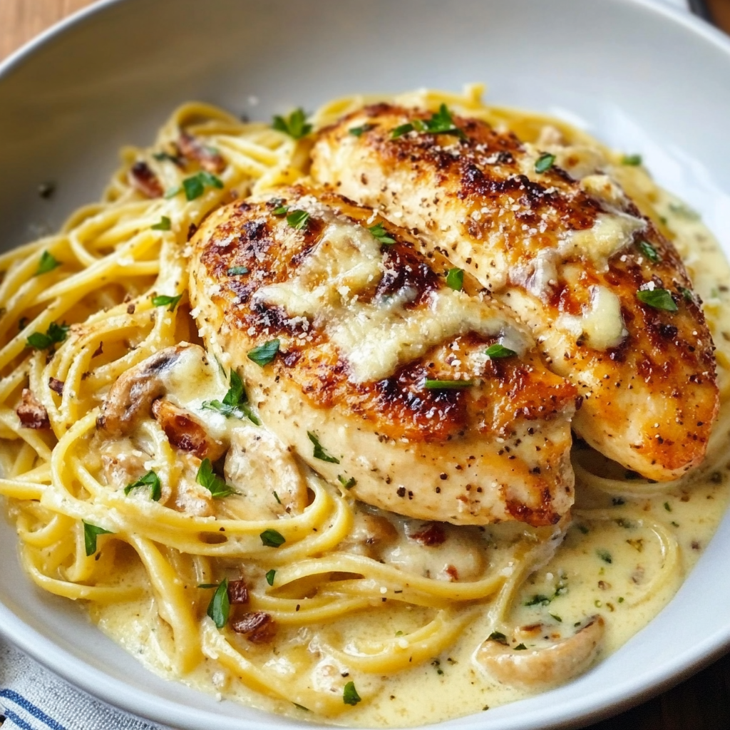 Chicken Riesling with Buttered Parmesan Pasta