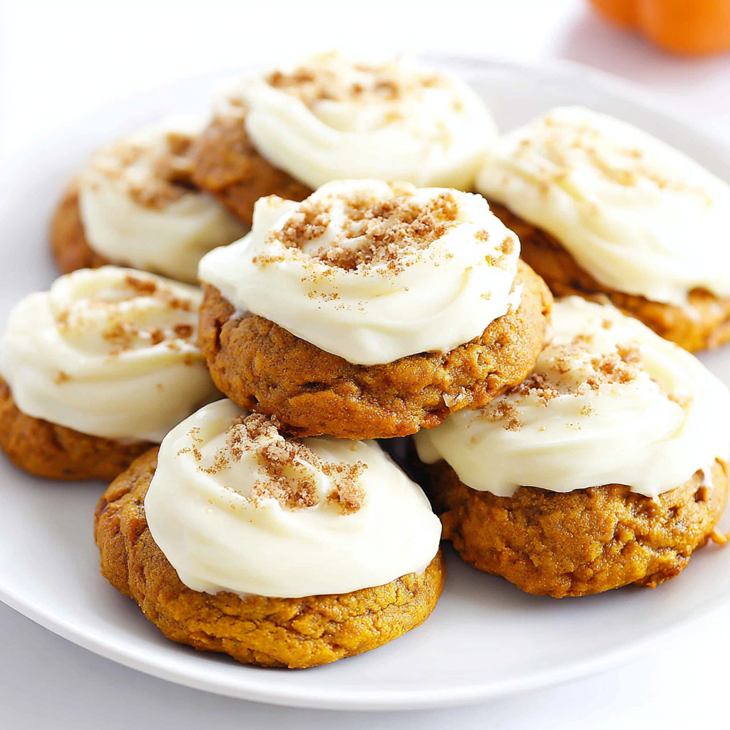 Pumpkin Cookies with Cream Cheese Frosting