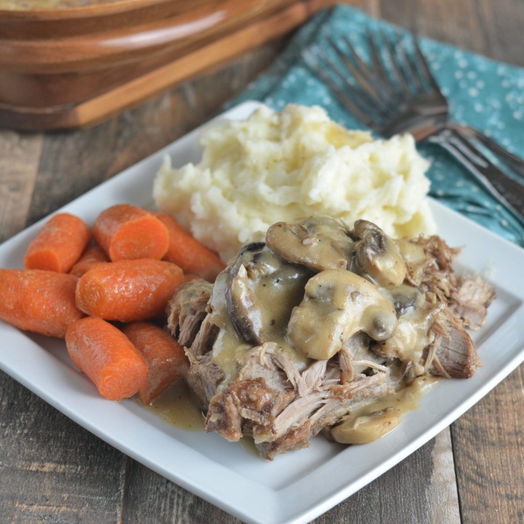 Crock-Pot Pork Sirloin Tip Roast with Creamy Mushroom Gravy