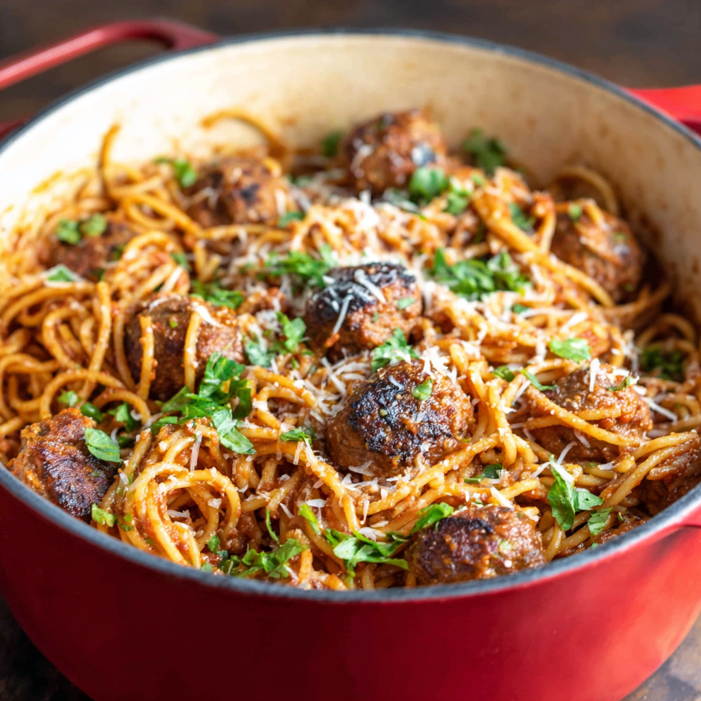 One Pot Spaghetti and Meatballs